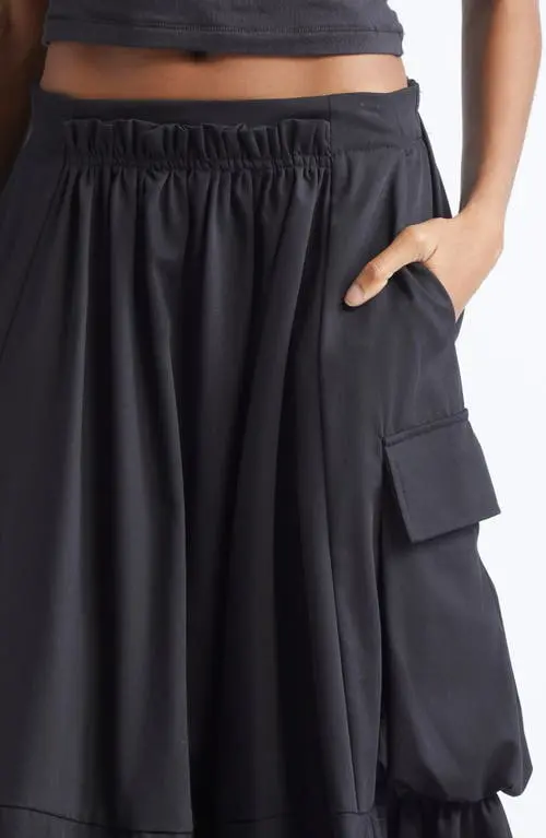 R13 Gathered Cargo Midi Skirt