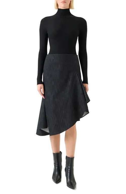 Akris Cashmere & Silk Rib Funnel Neck Sweater - Black
