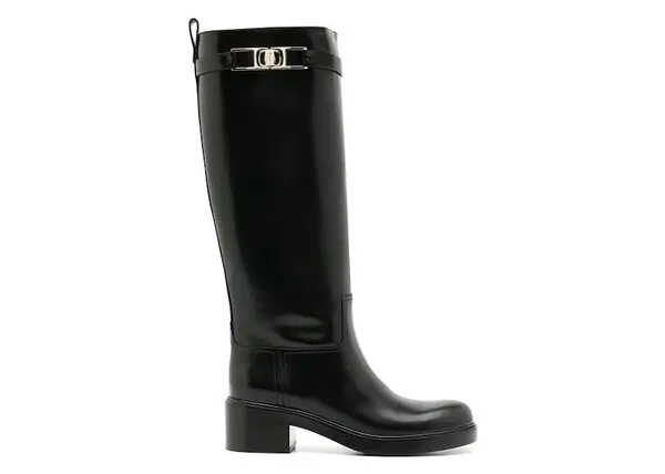 FERRAGAMO Gancini 55mm Knee High Boots - Black