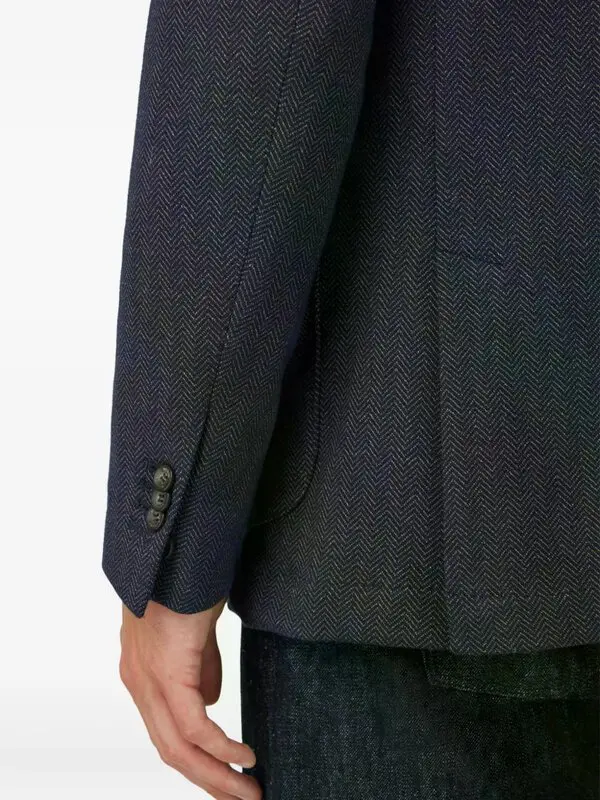 Boggi Milano Herringbone Cotton-blend Blazer - Navy Blue