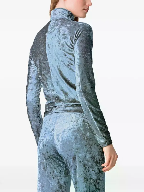 FORTE_FORTE Crushed Velvet High-neck Top - Blue