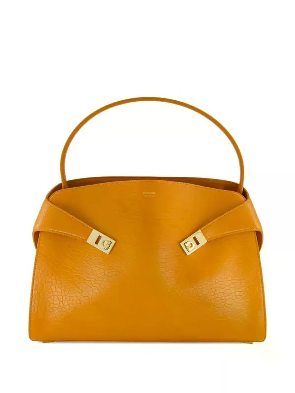 FERRAGAMO Medium Hug Maxi-grain Leather Shoulder Bag - Orange