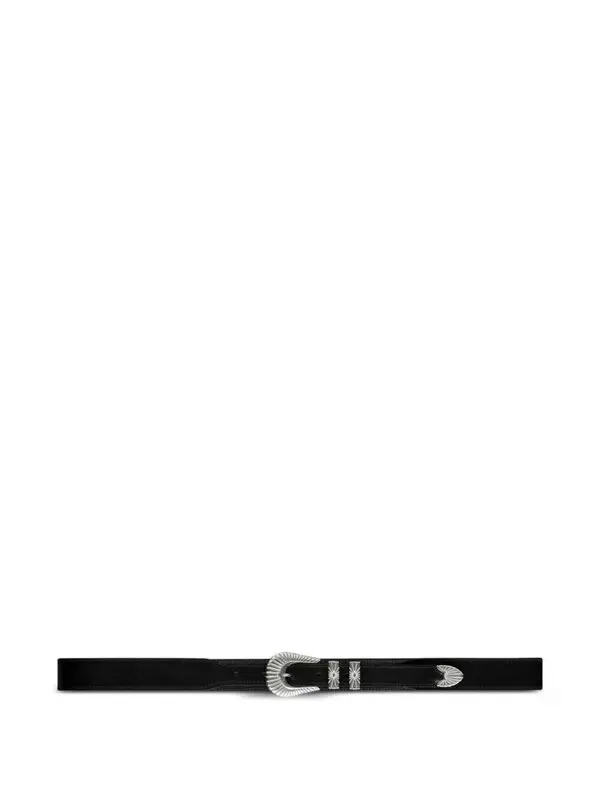 FURSAC Leather Belt With Engraved Buckle - Black
