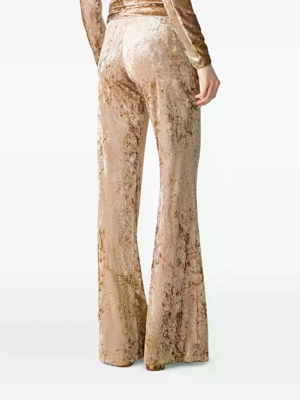 FORTE_FORTE Crushed-velvet Flared Trousers - Gold