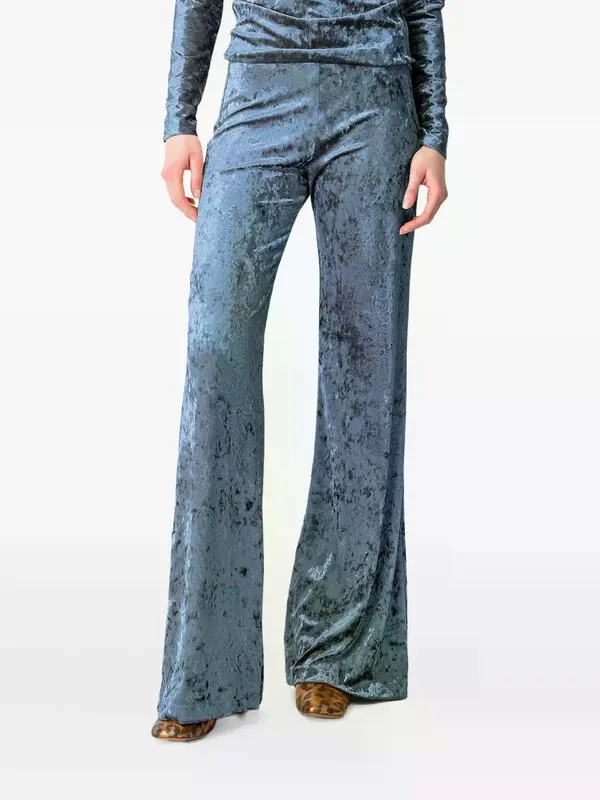 FORTE_FORTE Crushed-velvet Flared Trousers - Blue
