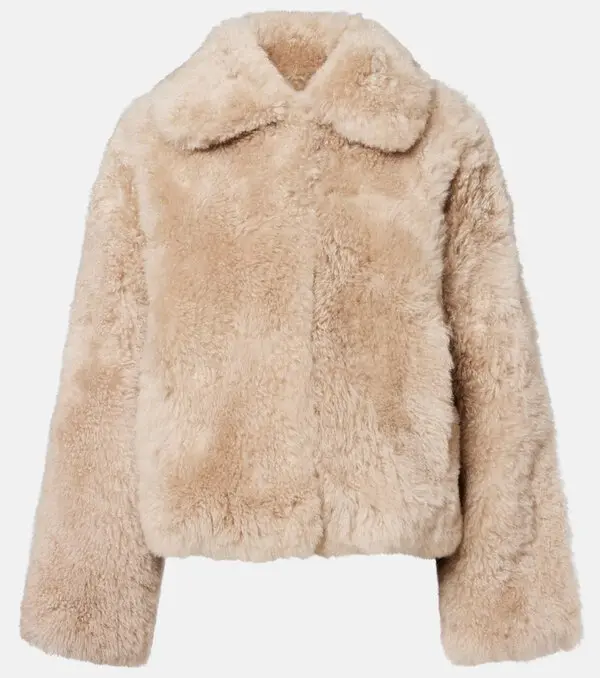 YVES SALOMON Shearling Jacket With Classic Collar - Brown
