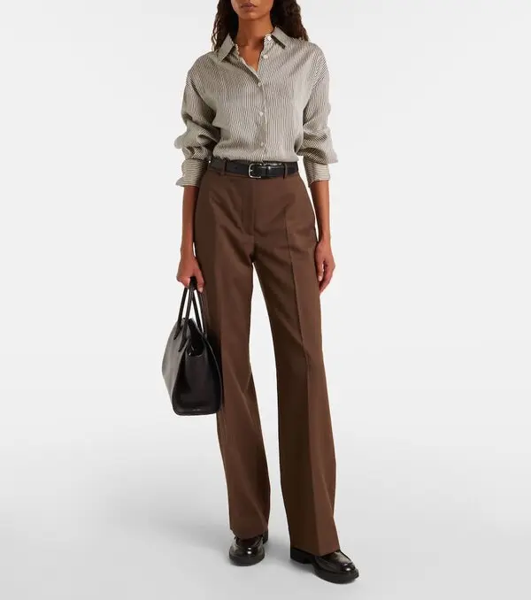 THE FRANKIE SHOP Lenora Straight Pants - Brown