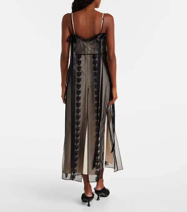 Simone Rocha Lace-trimmed Sheer Midi Dress