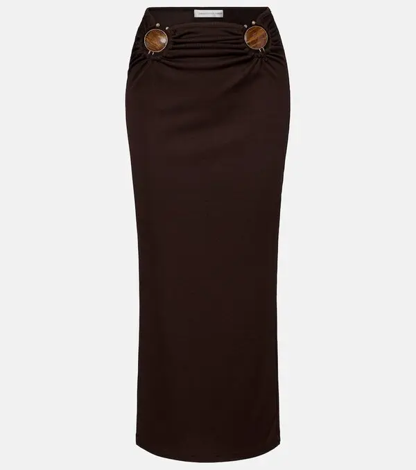 Christopher Esber Gathered Maxi Skirt With Natural Stone Embellishments - Brown
