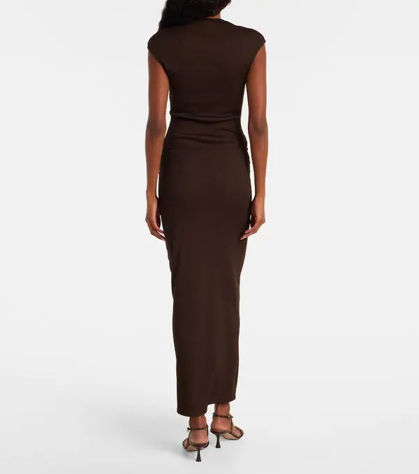 Christopher Esber Gathered Maxi Skirt With Natural Stone Embellishments - Brown