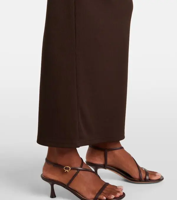 Christopher Esber Gathered Maxi Skirt With Natural Stone Embellishments - Brown