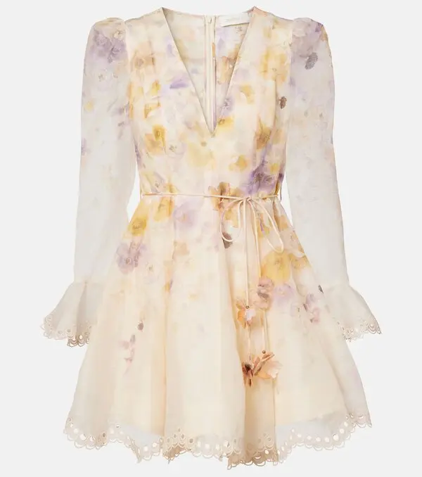 Zimmermann Memento Linen And Silk Minidress - White