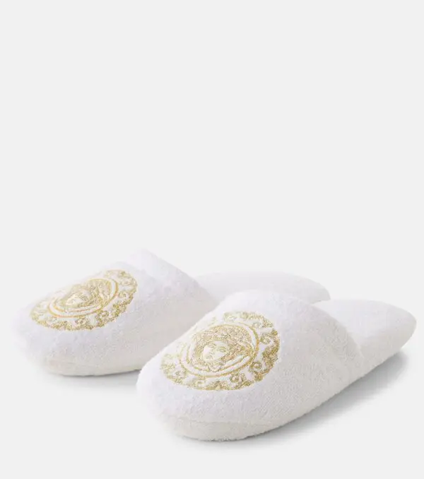 Versace Cotton And Linen Terry Slippers