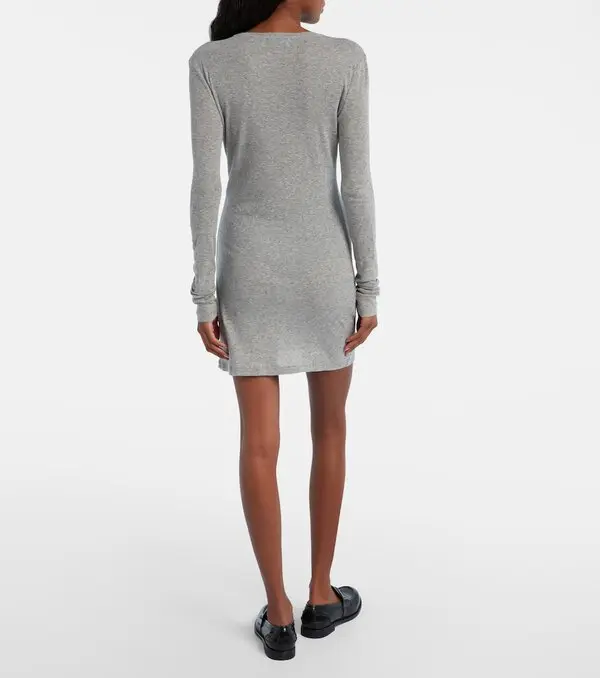 Miu Miu Cotton Jersey Crewneck Mini Dress - Grey
