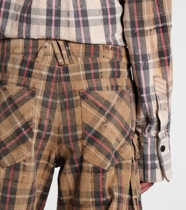 Attico Checked Cotton Flannel Cargo Pants
