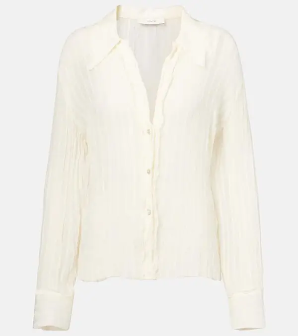 Vince Striped Semi-sheer Shirt - White