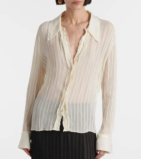 Vince Striped Semi-sheer Shirt - White
