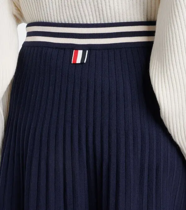 Thom Browne Plissé Wool-blend Midi Skirt