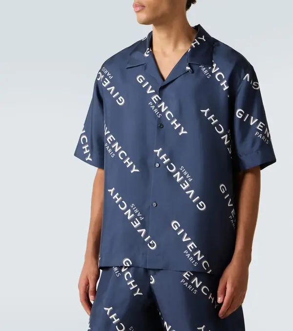 Givenchy Shadow Silk Bowling Shirt