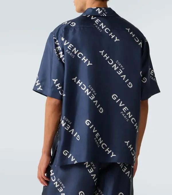 Givenchy Shadow Silk Bowling Shirt