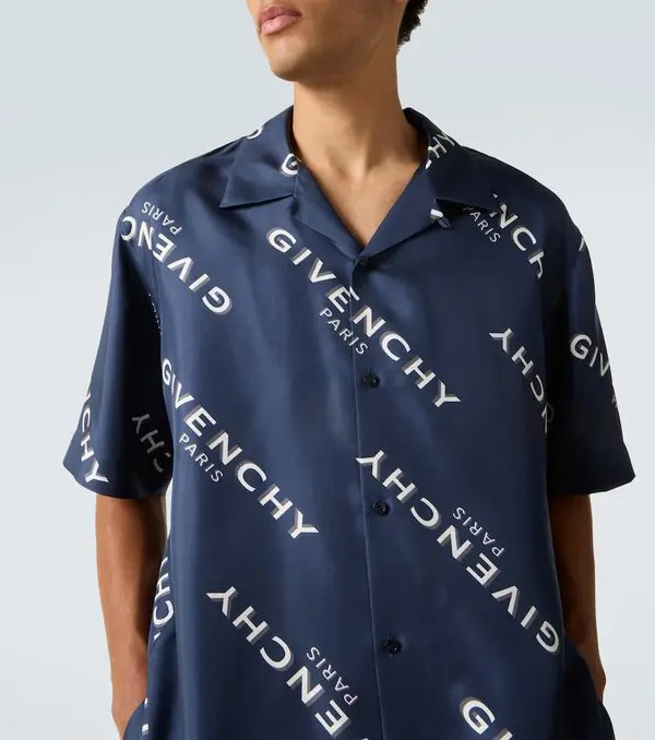 Givenchy Shadow Silk Bowling Shirt