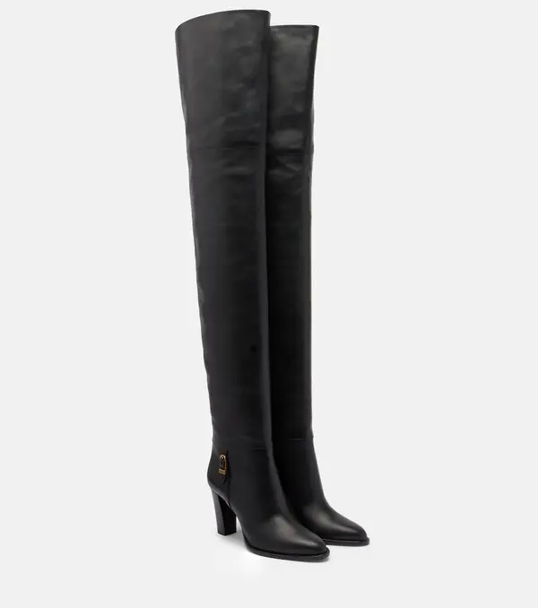 Saint Laurent Julia 85 Leather Over-the-knee Boots - Black