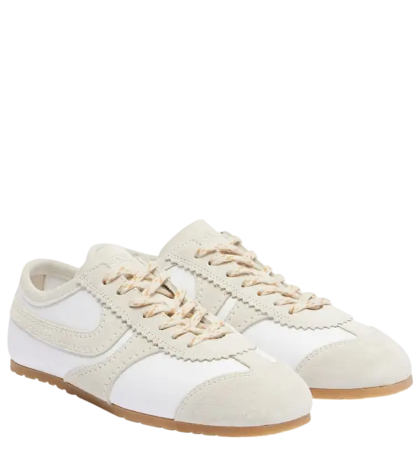 Dries Van Noten Suede-trimmed Leather Sneakers - White