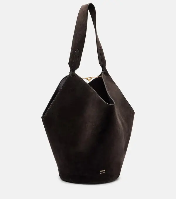 Khaite Lotus Small Suede Tote Bag - Brown