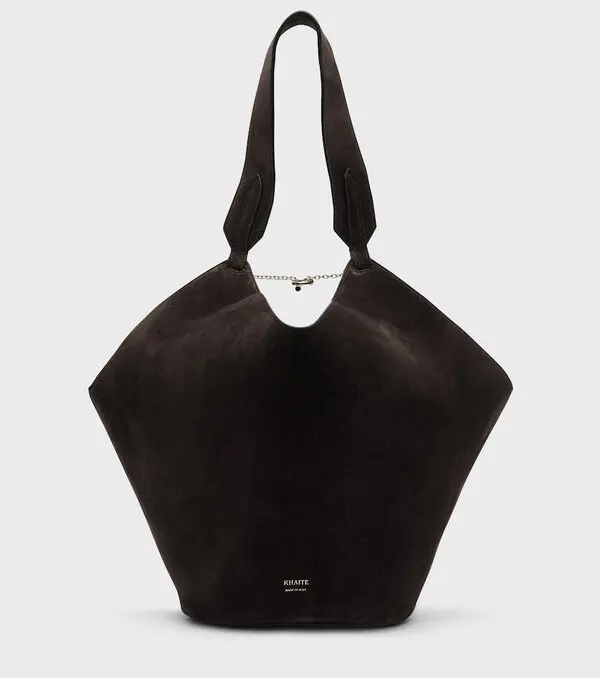 Khaite Lotus Small Suede Tote Bag - Brown
