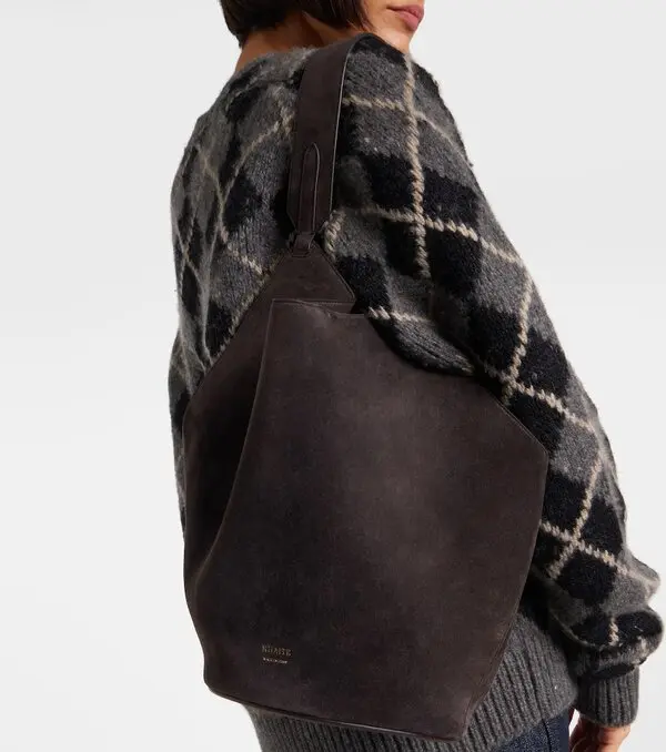 Khaite Lotus Small Suede Tote Bag - Brown