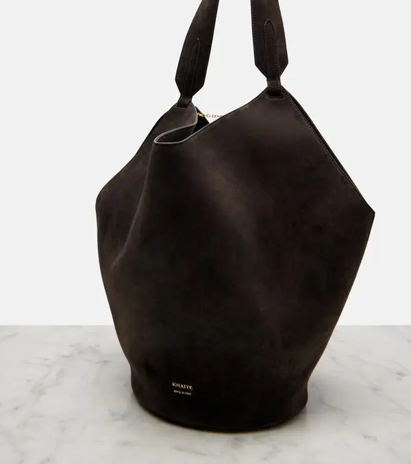 Khaite Lotus Small Suede Tote Bag - Brown