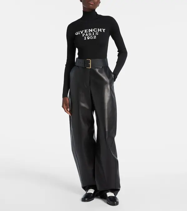 Givenchy High-rise Leather Barrel-leg Pants
