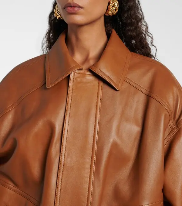 Saint Laurent Oversized Leather Bomber Jacket