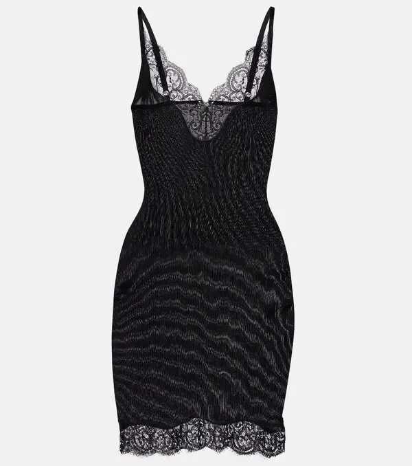 Saint Laurent Lace-trimmed Silk Jersey Slip Dress - Black
