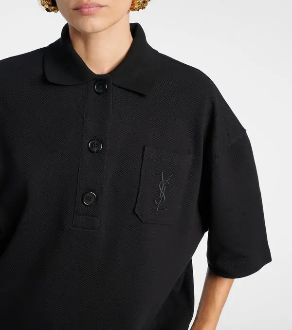 Saint Laurent Embroidered Oversized Cotton Polo Shirt
