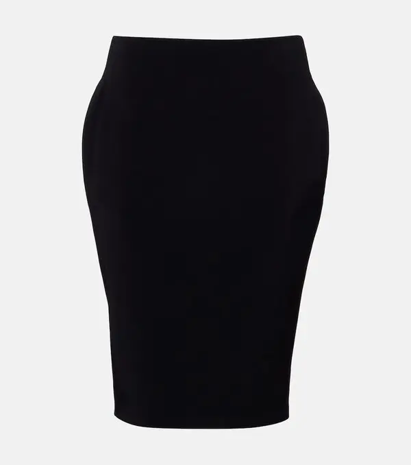 Saint Laurent High-rise Pencil Skirt In Ocre - Black