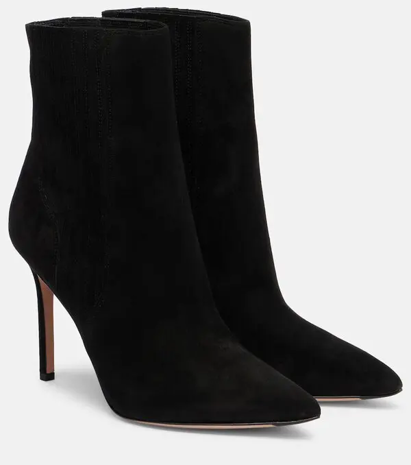 Veronica Beard Lisa 70 Suede Ankle Boots - Black Suede