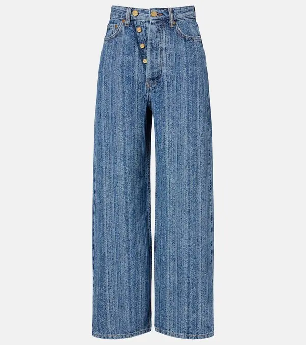 GANNI Striped Wide-leg Jeans - Blue