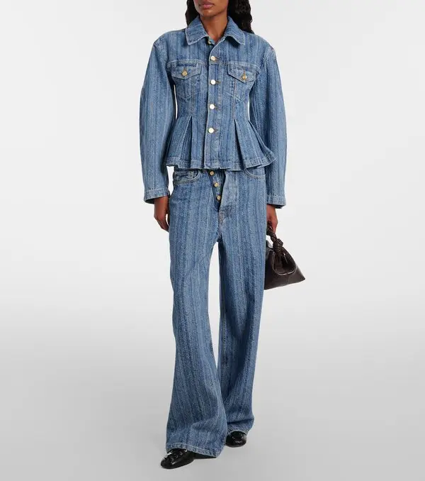GANNI Striped Wide-leg Jeans