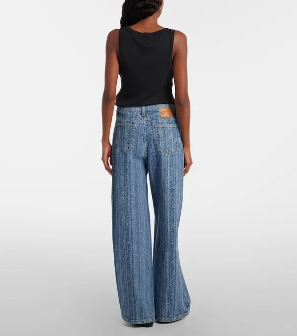 GANNI Striped Wide-leg Jeans