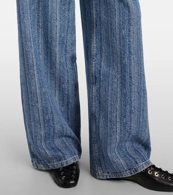 GANNI Striped Wide-leg Jeans