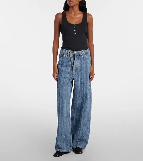 GANNI Striped Wide-leg Jeans