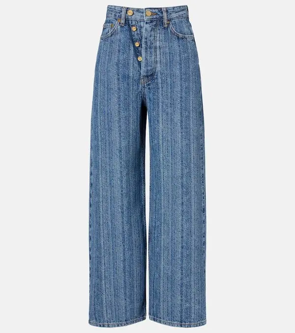 GANNI Striped Wide-leg Jeans