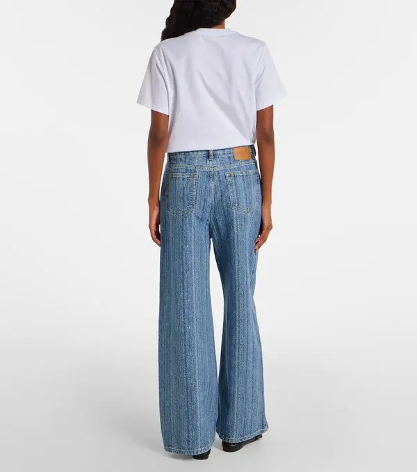 GANNI Striped Wide-leg Jeans