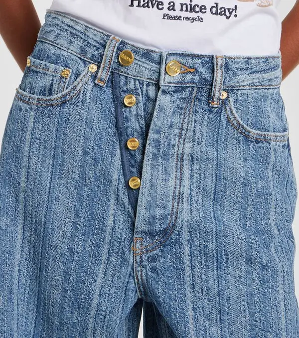 GANNI Striped Wide-leg Jeans