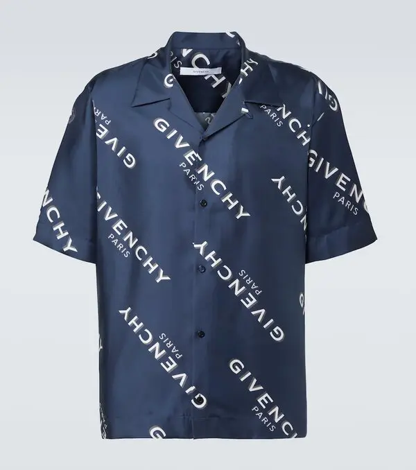 Givenchy Shadow Silk Bowling Shirt