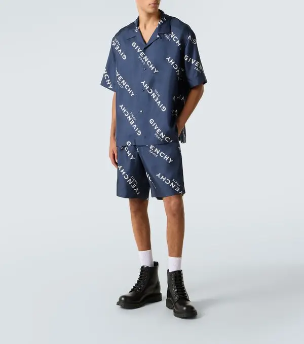 Givenchy Shadow Silk Bowling Shirt