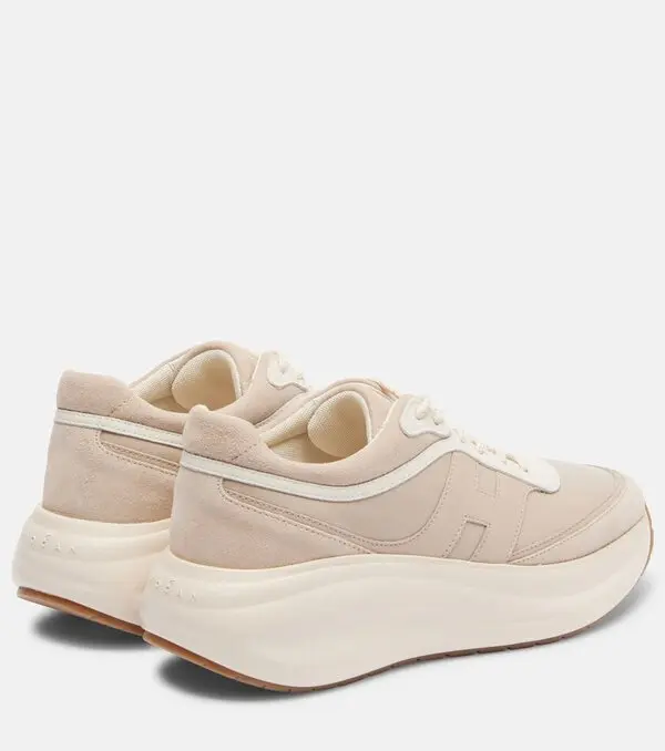 Hogan H696 Leather Platform Sneakers - Beige