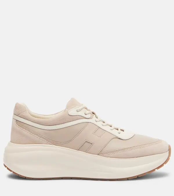 Hogan H696 Leather Platform Sneakers - Beige