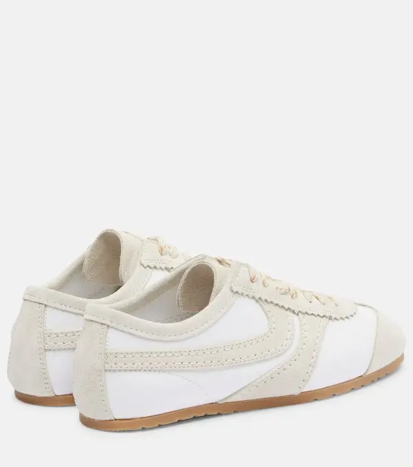 Dries Van Noten Suede-trimmed Leather Lace-up Sneakers - White